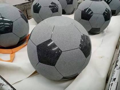 Carved Stone Natural Grey Granite Football sculpture