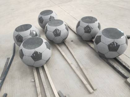Carved Stone Natural Grey Granite Football sculpture